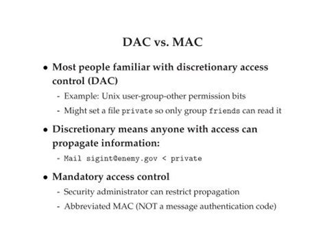 Dac Vs Mac Stanford Secure Computer Systems Group