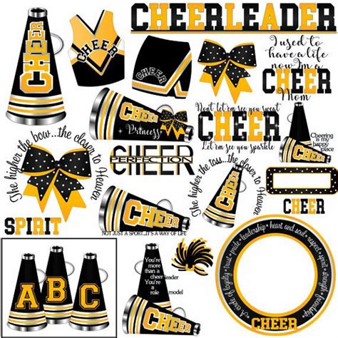 Cheer Clipart More Colors 50 Graphics Black Yellow Gold Cheerleading