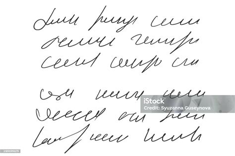 손으로 쓴 낙서 잉크 편지입니다 자유형 텍스트 노트 읽을 수 없는 낙서는 흰색 배경에 고립된 연필로 씁니다 읽을 수 없는 필기체 스크립트 메시지입니다 벡터 손으로 그린