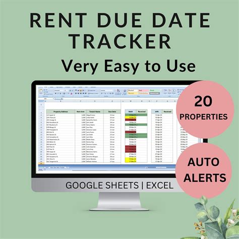 Rent Due Date Tracker Spreadsheet Monthly Tenant Payment Tracking