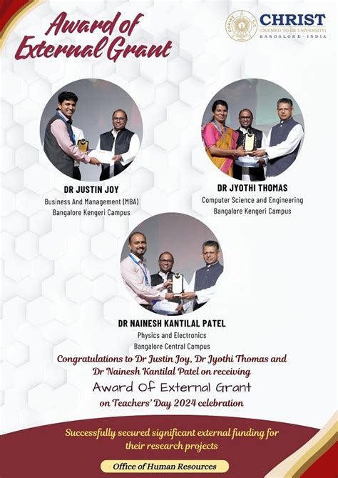 Christuniversity Cse Teachersday Awards Facultyrecognition Department Of Cse Christ