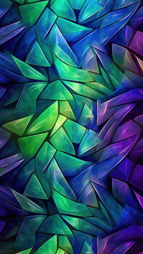 Vibrant Interlocking Abstract Shapes In Jewel Tones Ai Generated Stock Illustration