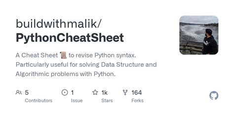 Github Buildwithmalikpythoncheatsheet A Cheat Sheet 📜 To Revise Python Syntax Particularly