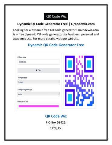 Dynamic Qr Code Generator Free Qrcodewiz Com By Qrcode Wiz Issuu