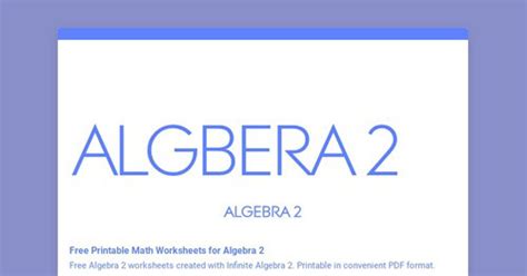 Algbera 2 Smore Newsletters For Education