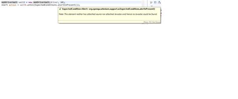 When Declaring And Initiating Alert With Wait In Selenium Webdriver Type Mismatch Cannot