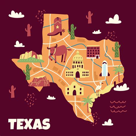 Handdrawn Texas Map 2859395 Vector Art At Vecteezy