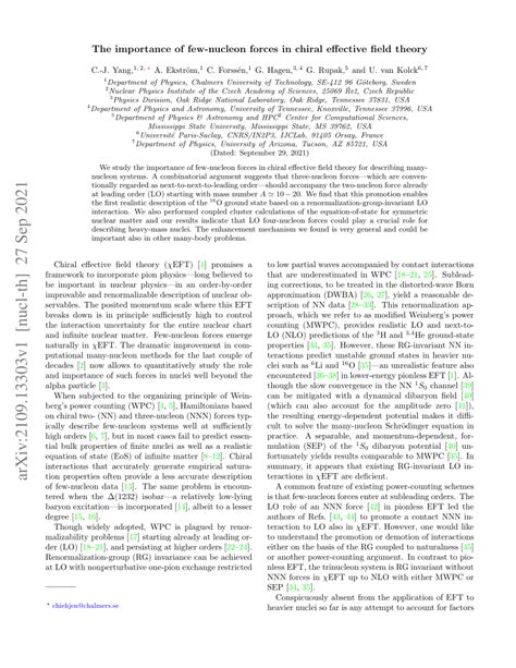 Pdf The Importance Of Few Nucleon Forces In Chiral Effective Field Theory