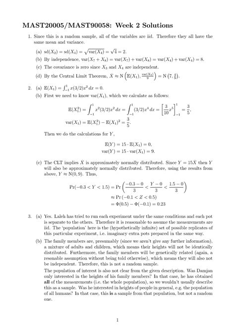 Tutorial Week02 Solutions Mast20005mast90058 Week 2 Solutions Since This Is A Random Sample
