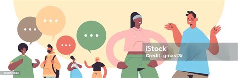 채팅 버블 커뮤니케이션 디지털 해독 휴식 개념 회의 중에 논의하는 혼합 인종 사람들 가공의 인물에 대한 스톡 벡터 아트 및 기타 이미지 가공의 인물 개념 건강한 생활
