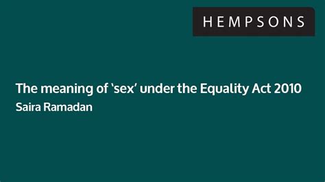 Hempsons Webinar The Meaning Of ‘sex Under The Equality Act 2010