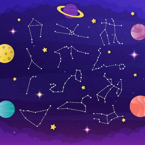 그라디언트 별자리 일러스트레이션 프리미엄 벡터