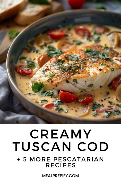 Creamy Tuscan Cod Pescatarian Recipes For Make Ahead Meal Prep Success