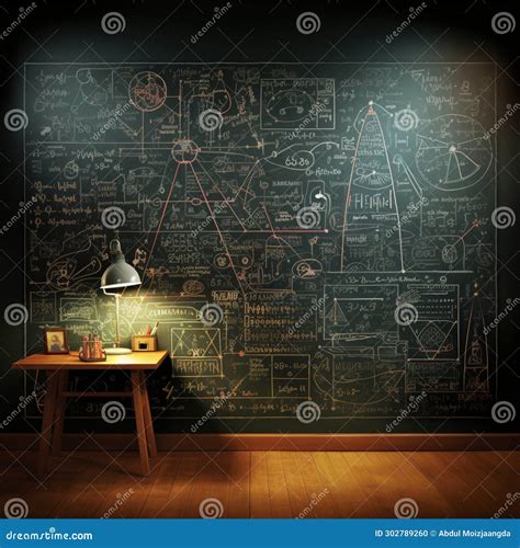 Chalkboard Filled With Math Formulas Part Of A D School Concept Stock Illustration