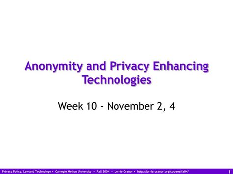 Ppt Anonymity And Privacy Enhancing Technologies Powerpoint