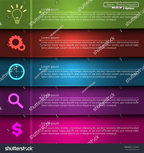 colorful shiny workflow layout 5 step stock vector royalty free
