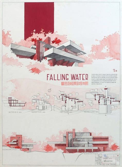 Architectural Drawing Of Falling Water