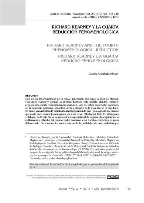Richard Kearney Y La Cuarta Reduccion Fenomenológica By Carlos Arboleda