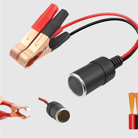 Car Cigarette Lighter Female Socket To Battery Alligator Crocodile Clip