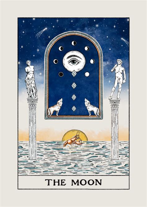 The Moon Tarot Card A5 A4 A3 Giclee Print Etsy The Moon Tarot Card