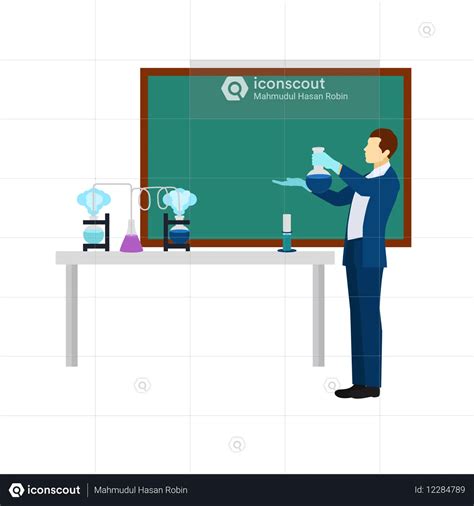 Man In Chemistry Lab Doing Experiment Animation Free Download School