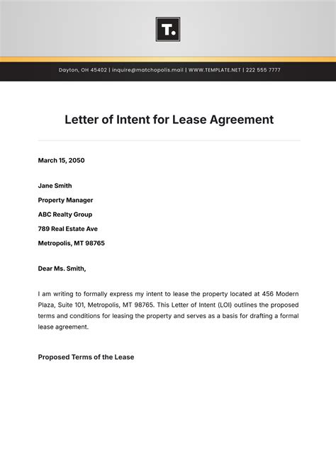 Letter Of Intent For Rfp