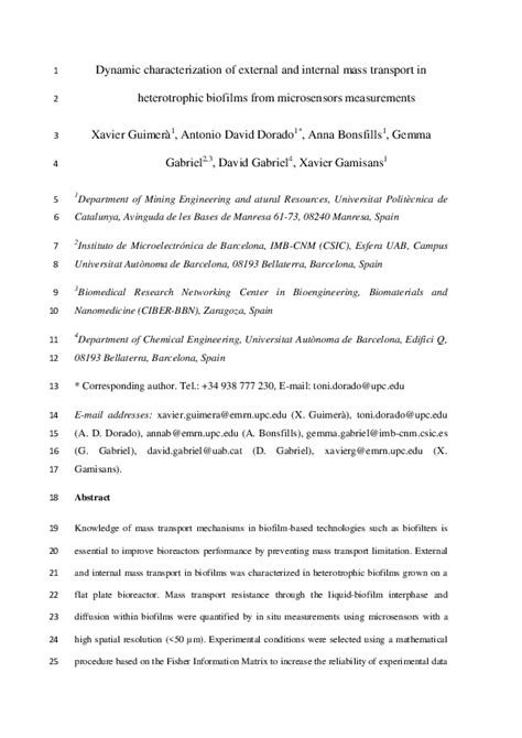 Pdf Dynamic Characterization Of External And Internal Mass Transport