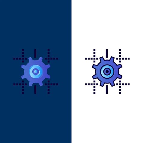 Setting Gear Computing Line Icons Flat And Line Filled Icon Set Vector Blue Background 15323696