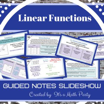 Linear Functions NOTES SLIDESHOW By It S A Math Party TPT