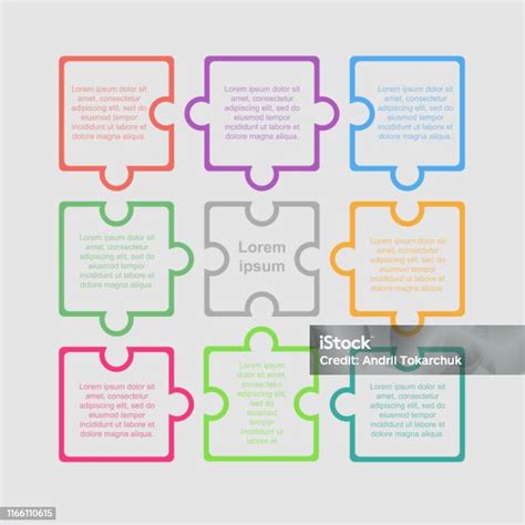 아홉 단계 퍼즐 사각형 다이어그램 프리젠 테이션 인포 그래픽 0명에 대한 스톡 벡터 아트 및 기타 이미지 0명 9 개념 Istock