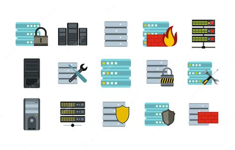 Premium Vector Server Icon Set Flat Set Of Server Vector Icons