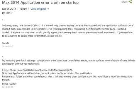 Solved Application Error When Starting 3ds Max 2016 Autodesk Community