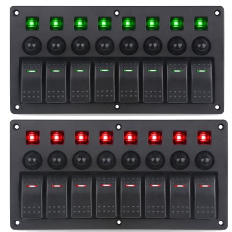 지프 스위치 패널용 방수 온 오프 5 핀 보트 마린 카 12v 로커 Led 패널 스위치 차단기 포함 8 갱 12v