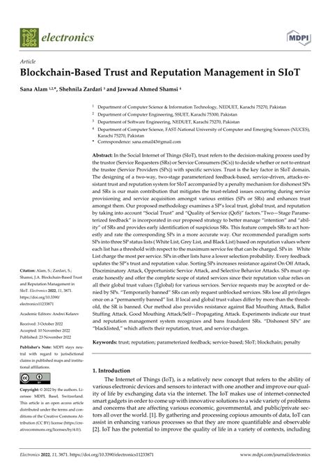 Pdf Blockchain Based Trust And Reputation Management In Siot
