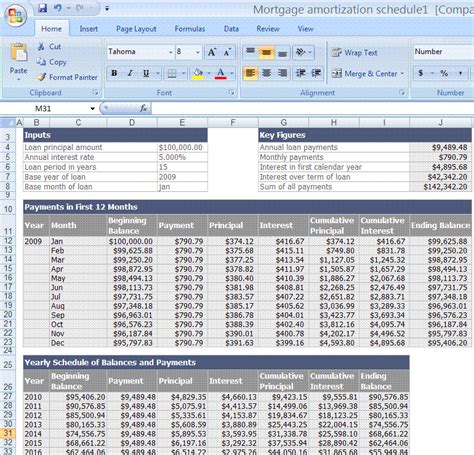 Amortization Table Example