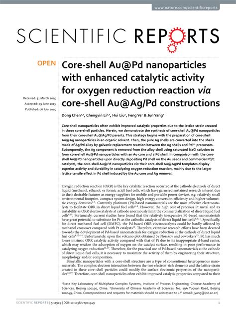 Pdf Core Shell Aupd Nanoparticles With Enhanced Catalytic Activity For Oxygen Reduction