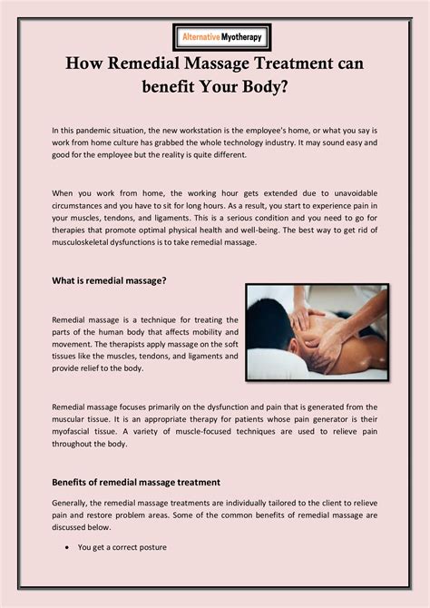 How Remedial Massage Treatment Can Benefit Your Body
