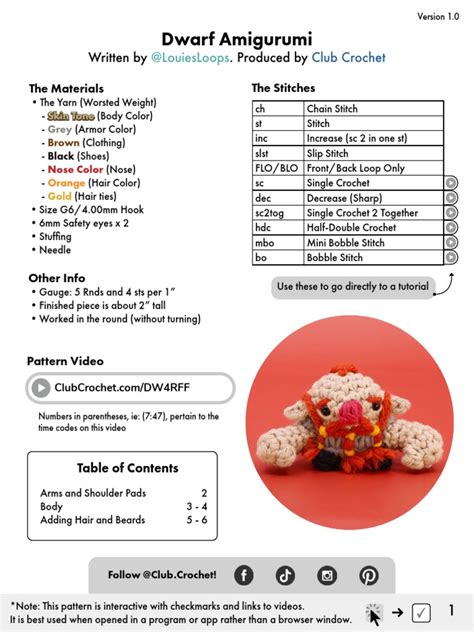 Dwarf Crochet Pattern Printerfriendly V1 Pdf Crochet Yarn