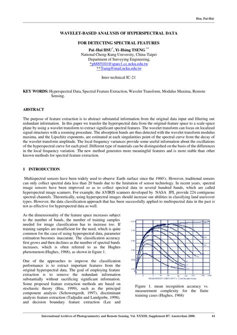 Pdf Wavelet Based Analysis Of Hyperspectral Data For Detecting