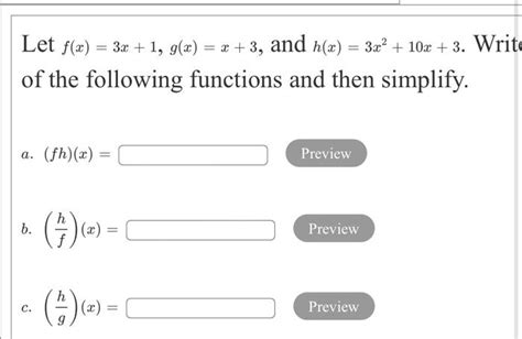 Solved Let F X 3x 1 G X X 3 And H X 3x²