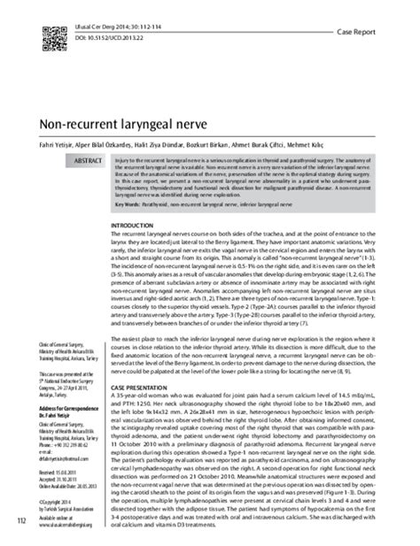 Pdf Non Recurrent Laryngeal Nerve