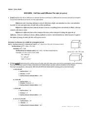 Keith Cell Size And Diffusion PRE LAB Pdf Name Sylvia Keith BSC1005L Cell Size And