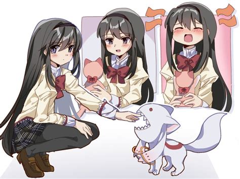 Akemi Homura Kyubey Sakaki And Kamineko Mahou Shoujo Madoka Magica Akemi Homura Kyubey Sakaki And Kamineko Mahou Shoujo Madoka Magica