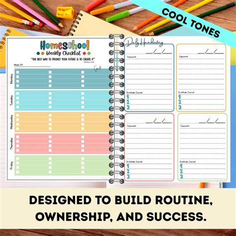 Printable Student Planner Weekly Assignment Checklist Copywork