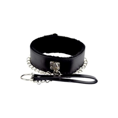 Bound To Please Furry Collar With Leash Black 1on1wholesale