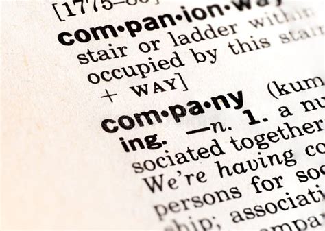 Closeup Of The Dictionary Definition Of The Word Company Stock Image Image Of Writing Poster