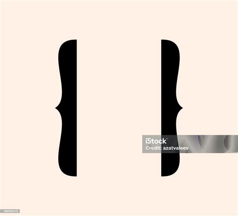 곱슬 중괄호 문장 부호 표시 검은 아이콘 타이핑 또는 타이포그래피를 위한 빈티지 브래킷 기호입니다 메시지와 따옴표에 대한 장식 및 벡터 격리 우아한 디자인 요소 개념 개념