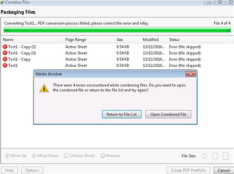 Acrobat Portfolio Failed To Convert Files From Exc Adobe Product