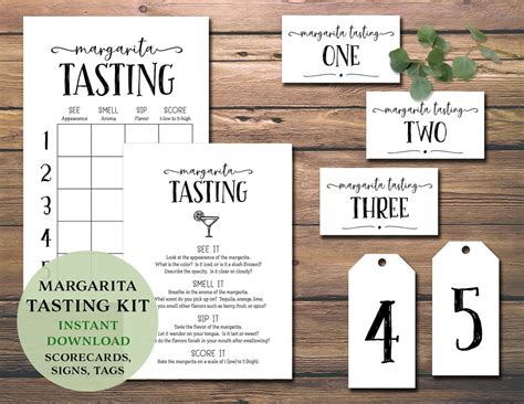 Margarita Tasting Party Kit Instant Download Printable Score Card