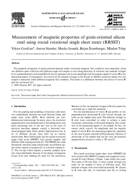 Pdf Measurement Of Alternating Magnetic Properties Of Grain Oriented Materials Using A Round